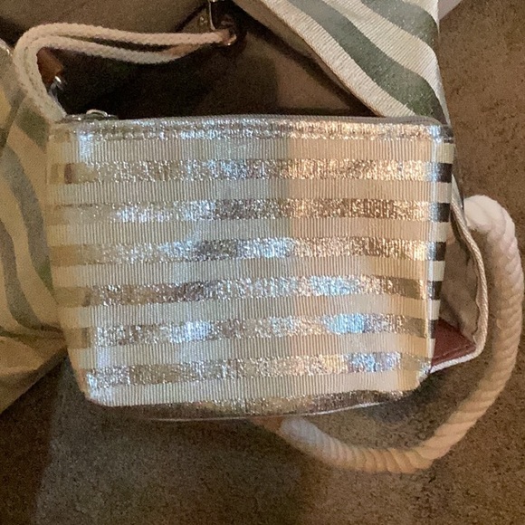 Sun & Sand | Bags | Sun N Sand Beach Bagsilver And White Beach Tote Bag ...